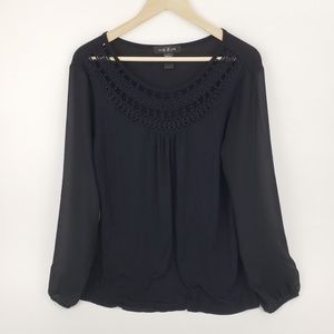 august silk | Tops | August Silk Womens Black Blouse Top Size Large ...